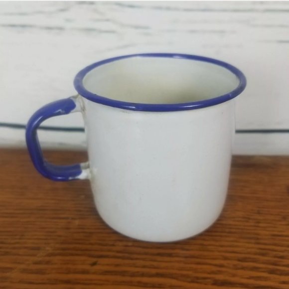 Accents | Enamelware White Blue Mug Cup Vintage Coffee | Poshmark